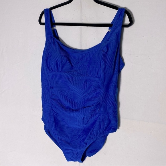 Krista | Swim | Krista Blue Textured Ruched One Piece Swimsuit Bathing ...